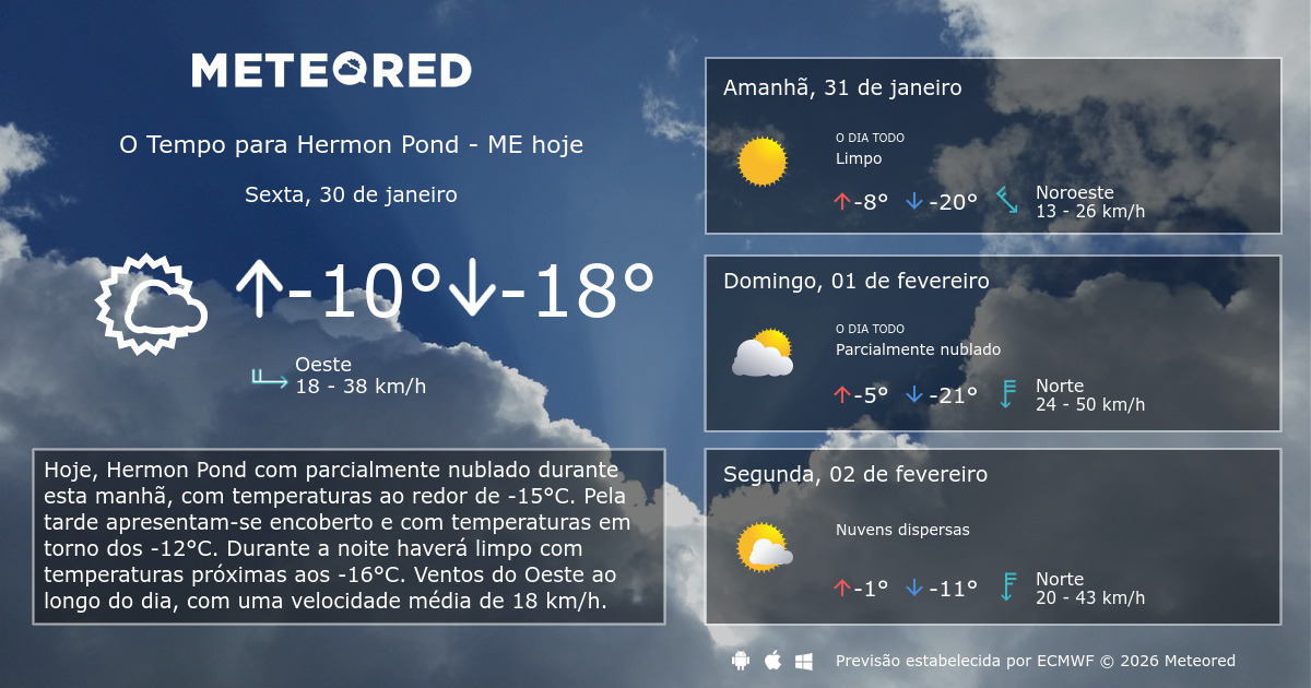 Tempo em Hermon Pond - ME. Previsão para 14 dias - tempo.pt | Meteored